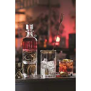 Glass 3 Pc Set, Crystal Glass Whiskey Decanter with 2 Tumblers, Stackable, Double Old Fashioned Tumblers, DOF, Decanter is 12 Oz, Each D.O.F. Tumbler is 12 Oz, by Barski, Made in Europe
