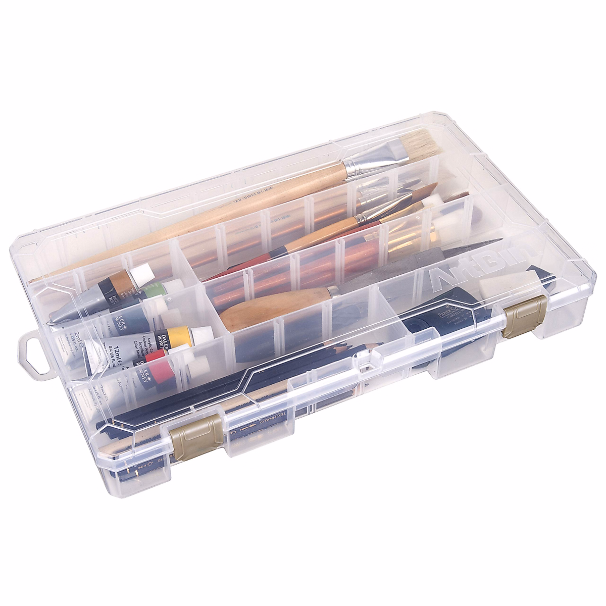 ArtBin 5004AB Large Solutions Box with Dividers, Art & Craft Organizer, [1] Plastic Storage Case, Clear