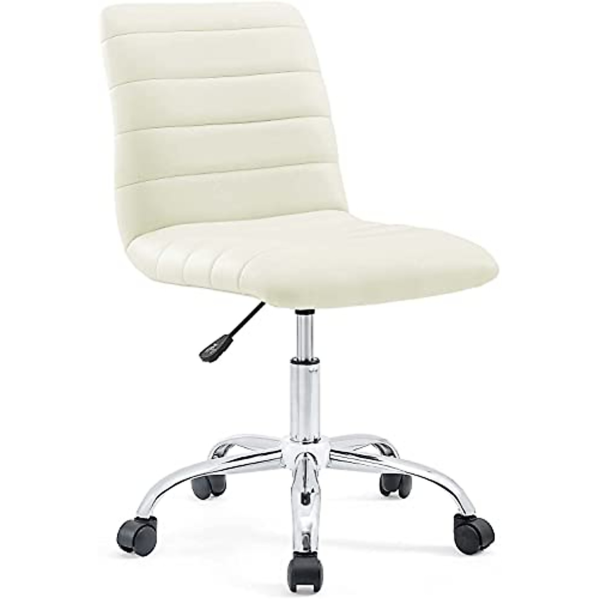 Modway Ripple Ribbed Armless Mid Back Swivel Conference Office Chair In White
