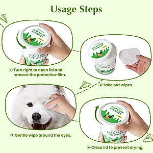 Tinioey Dog Eye Wipes for Dogs & Cats - 150pcs | Larger & Thicker Gentle Tear Stain Remover Wipes for Discharge, Mucus Secretions and Crust | Presoaked & Textured Dog Wipes for Eyes, Face and Wrinkle