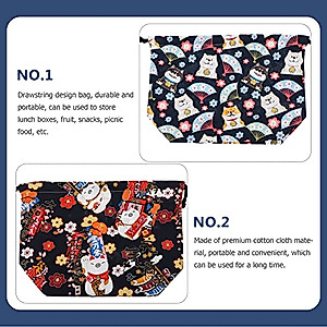 Healeved 2Pcs Japanese Style Lunch Bag Drawstring Lunch Bag Reusable Bento Box Bag Lunch Box Bag