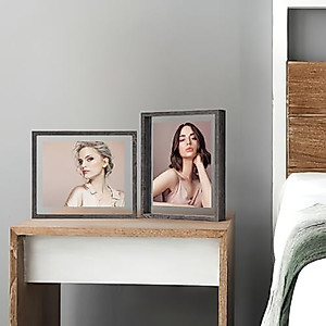 Trwcrt 8x10 Floating Picture Frame 2 Pack, Double Side Glass Picture Frames Display up to 10 x 12 Photos for Desktop or Wall Hanging, Gray