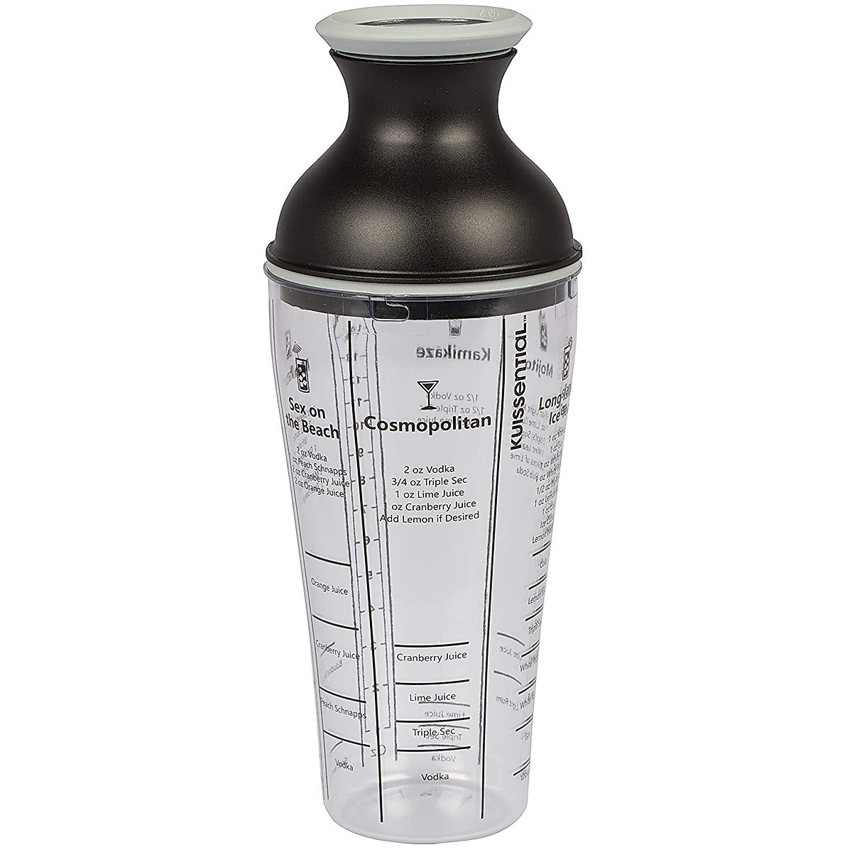 16oz Large Cocktail Shaker Bar Set - Includes Measuring Jigger, Strainer, 6 Printed Mixed Drink Recipe Measurements on Bottle - Bartender Kit for Mojitos, Martinis & More - Great for St. Patricks Day