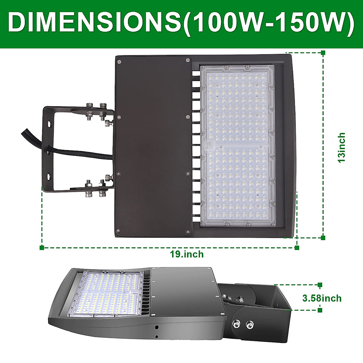OSTEK LED Parking Lot Lights 100W LED Shoebox Street Pole Lighting, Waterproof 14000LM Outdoor Commercial Area Road Lighting 5000K 100-277V DLC UL (Yoke Mount Bracket, 100W - 5000K)