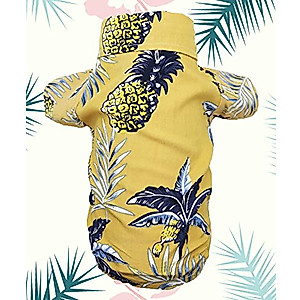 3 Pack Hawaiian T Shirts for Dog Button Up Summer T-Shirts Breathable Hawaii Clothes Small Puppy Cool Tee Shirt Beach Coconut Floral Printed Camp Polo Vacation Clothes