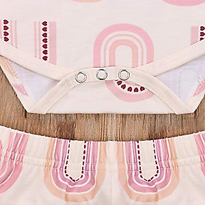 Newborn Baby Girl Rainbow Outfits Ruffled Romper Bodysuit Cake Smash Pants Headband Fall Winter Clothes Set (Beige, 12-18 Months)