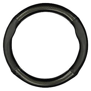 ZHOL Steering Wheel Cover, Universal 15 Inch Fashion Sport Microfiber Leather Carbon Fiber Auto Car Steering Wheel Cover for Men, Anti-Slip Car Interior Accessories, Black