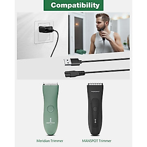 5V USB Charging Cable for Meridian Shaver, Charging Cord for Meridian Trimmer Meridian Electric Body & Pubic Hair Trimmer Body Hair Groomers, JOVNO AC/DC Adapter Power Supply Wall Charger Power Cord