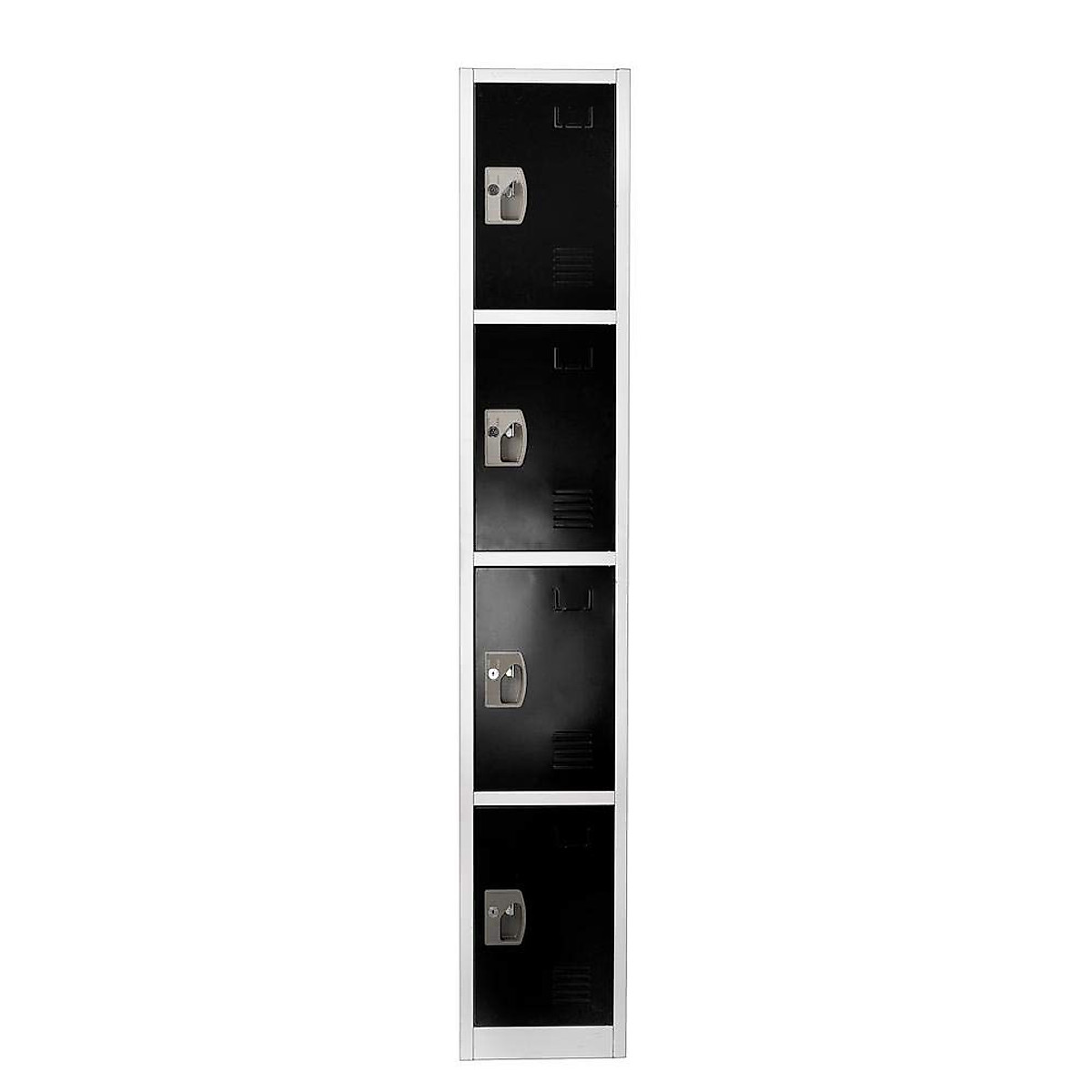 AdirOffice Large School Locker with 4 Doors 4 Hooks Storage Locker for Garage Storage - Office Storage Lockers (4 Door, Black)