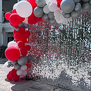 COKAOBE Silver Shimmer Wall Backdrop 24PCS Silver Sequins Backdrop Decoration Panels, Photo Backdrops for Birthday, Anniversary Wedding Engagement Decoration (Silver)