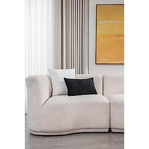 DEZENE Decorative Pillow Covers 12x20 Black: 2 Pack Cozy Soft Velvet Rectangular Throw Pillow Cases for Farmhouse Home Decor