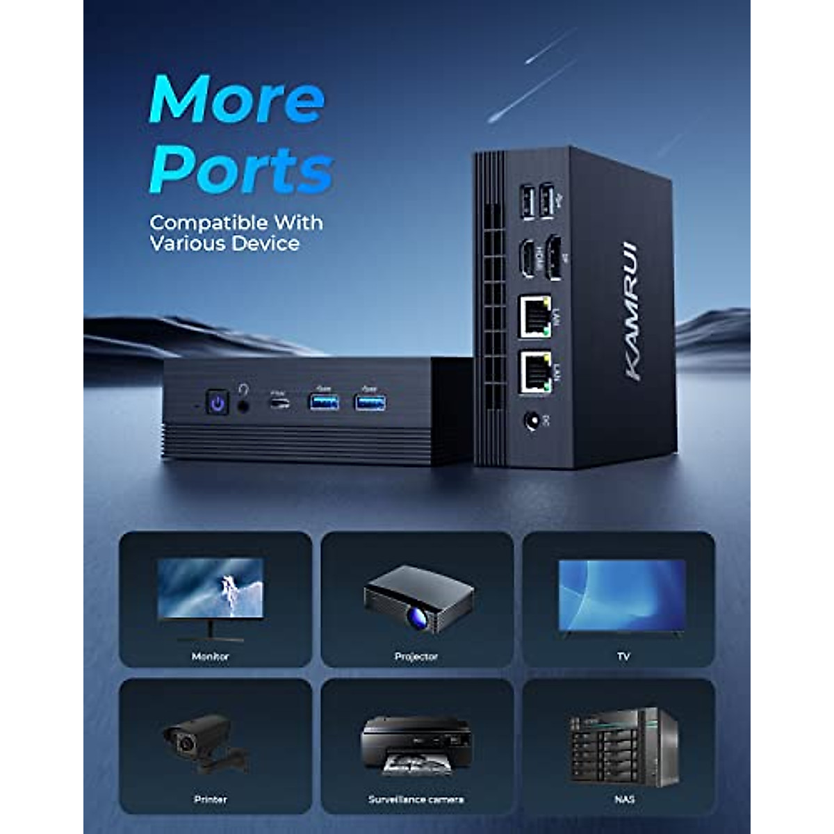 KAMRUI Mini PC,AMD Ryzen 5 5500U (6C/12T, up to 4.0 GHz), Mini Computer Tower with Dual Channel 16GB DDR4 512GB SSD,Small Desktop Computers 4K Triple Display,BT4.2/WiFi 5/Dual LAN