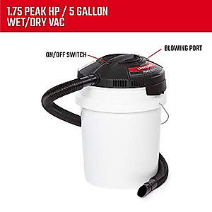 CRAFTSMAN CMXEVBE17678 Wet/Dry Vac Powerhead, 1.75 Peak HP Bucket Vacuum