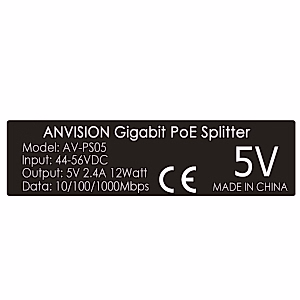 ANVISION Gigabit PoE Splitter, 48V to 5V 2.4A Micro USB Ethernet Adapter, Compatible with Raspberry Pi 3B+, IP Camera and More