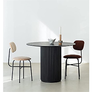 NIUYAO Round Solid Wood Dining Table Black, 27.5" W Circular Tabletop for Dining Room Kitchen Leisure Coffee Table