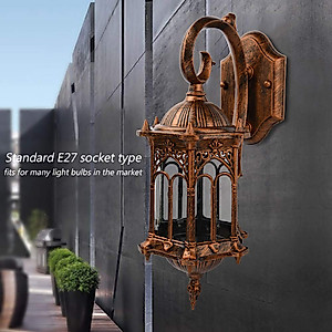 Cocoarm Wall Sconce Vintage Style Wall Mounted Metal Lantern Holder with Glass Lighting Fixture for Indoor Outdoor Home Garden Hallway Decor No Light Source Bronze