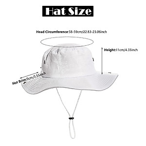 Womens Mens Sun Hat Wide Brim UV-Protection Bucket Fishing Safari Boonie Hat for Summer(Size:L) White