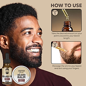 Deluxe Beard Oil and Beard Balm - For a Softer, Smoother, Moisturized Beard - Made with All-Natural and Organic Ingredients - Leave in Conditioner - Beard Care Kit for Men - Tobacco Vanilla Scent