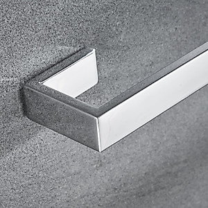 JunSun Polished Chrome Bath Towel Bar 24 Inch - Modern Bathroom Rack Holder - Wall Mounted Single Rod Hardware - Home Decor Rail Shelf Hanger