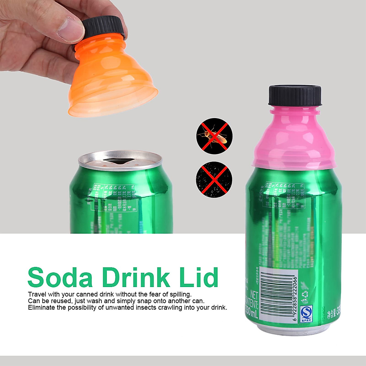 6Pcs Reusable Useful Snap On Pop Can Bottle Caps for Lid Reusable Pop Can Lid for Picnic/Beach/Family Gathering/Party,Can Be Used for Soda,Sprite, Beer Cans (6 Colors)