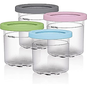 AZLESLOG 16 oz. Containers | Extra Replacement Pints and Lids - Compatible with NC300, NC301,CN305A, NC299AM Series Ice Cream Makers, Airtight and Dishwasher Safe (Pink+Blue+Green+Grey-4 Pack)