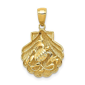IceCarats 14K Yellow Gold Sea Turtle Shell Necklace Charm Pendant Only