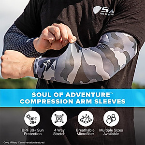 S A Compression Arm Sleeve UV 30+ Sun Protection, Moisture Wicking, 4-Way Stretch | American Flag, Blackout American Flag | 4 Pack