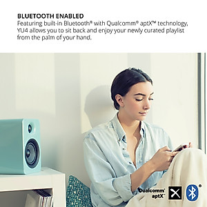 Kanto YU4GW Powered Speakers with Bluetooth and Built-in Phono Preamp | Auto Standby and Startup | Remote Included | 140W Peak Power | Pair | Gloss White