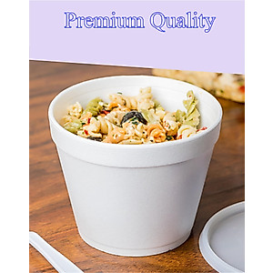 Mr. Miracle Foam Bowl with Lid for Hot and Cold Foods – 8 Ounce Disposable Soup Container with Vented Lid, Great for Ice Cream, Yogurt, Soup, Takeout [100 pack]