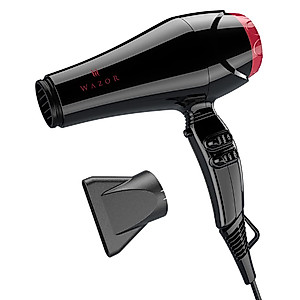 Professional Negative Ionic Hair Dryer, 1875W Salon Lightweight Blow Dryer with Pro AC Motor, Fast Dryer with Concentrator Nozzle and 2 Speed & 3 Heat Settings, Black