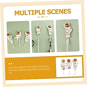 CAXUSD 3Pcs Astronaut Wall Mounted Hooks Adhesive Sticky Coat Hangers for Entryway Bathroom Room Creative Space Themed Storage Solution
