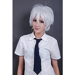 COSPLAZA Cosplay Wigs short white Party Full Hair with Free Cap Free Wig Net