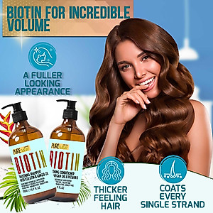 Biotin Shampoo and Conditioner Set - Volume Boosting Formula for Men and Women to Help Thinning Hair - Sulfate and Paraben Free with Thickening Properties - Volumizing Products to Improve Fullness