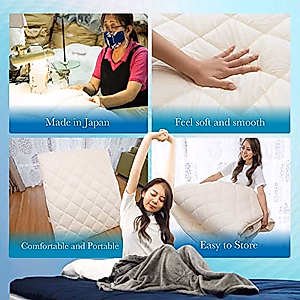 FULI Japanese Futon Mattress, Foldable & Portable Floor Lounger Bed, Roll Up Sleeping Pad, Shikibuton, Made in Japan (White, Twin XL)