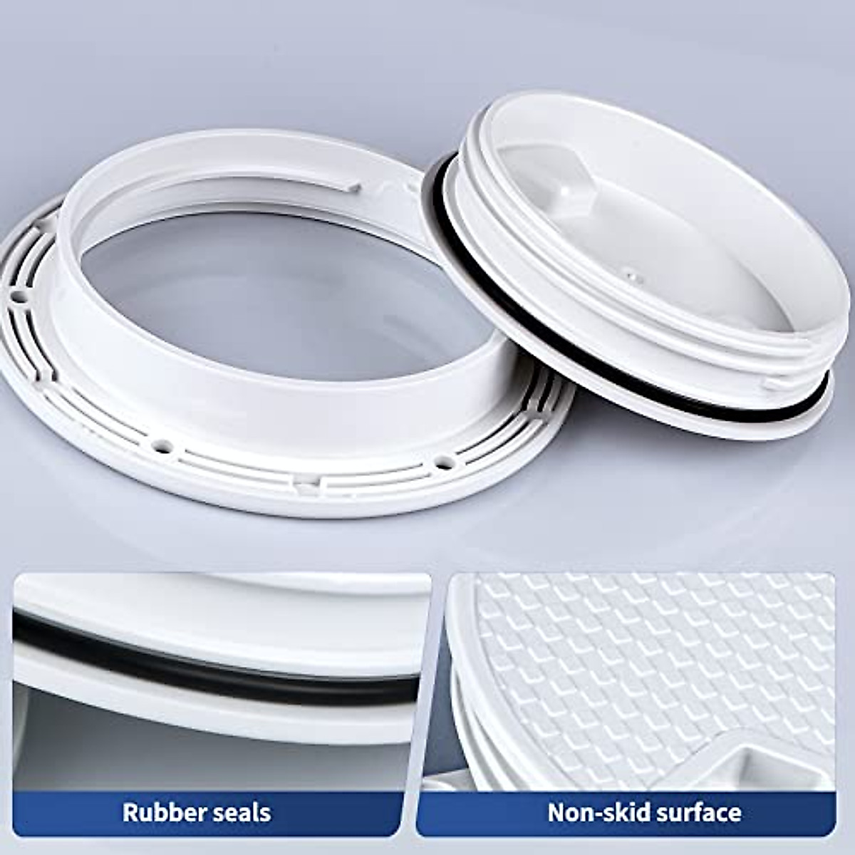 Boat Hatch Cover ABS 4 inch White Non Slip Inspection Hatch w/Detachable Cover