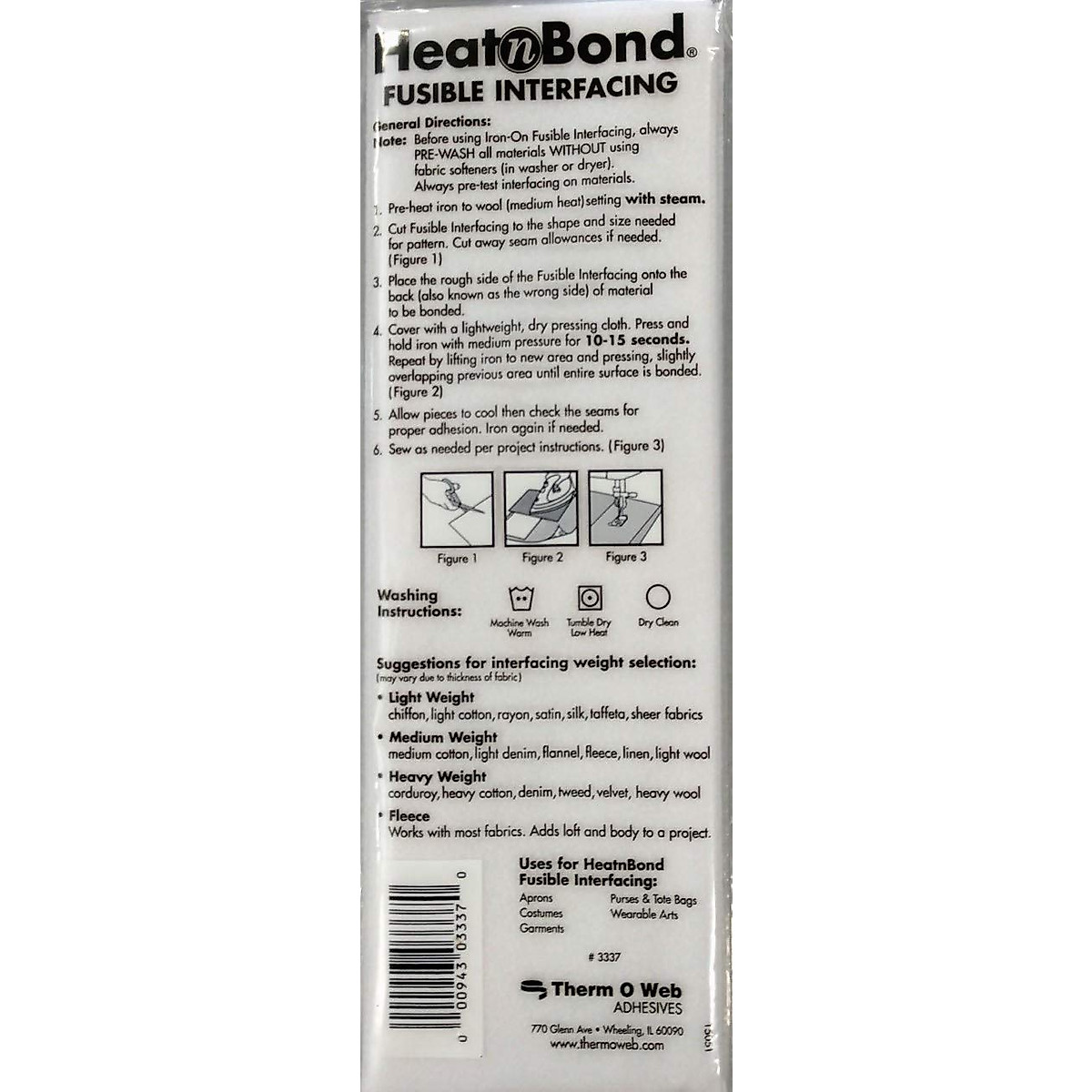Therm O Web Thermoweb Heat N Bond Medium Weight Iron On Fusible Interfacing White 20 inch x 36 inch 3337 (4-Pack)