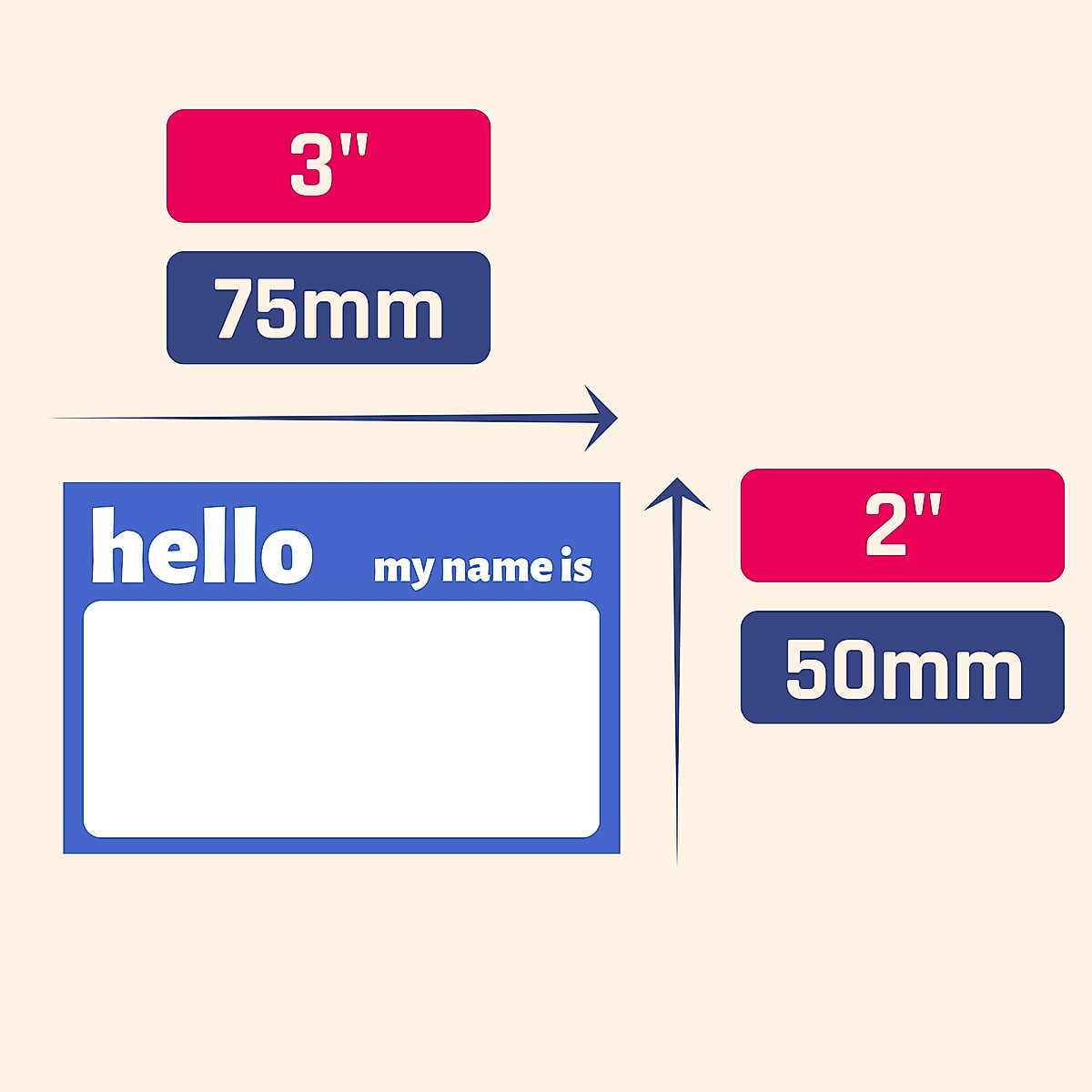 200 Pieces - Hello My Name is Stickers, Name Tag Labels - Blue, 3" x 2"
