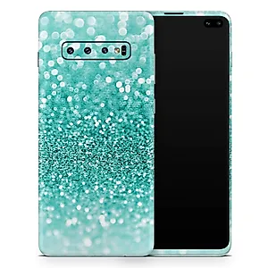 DesignSkinz Turquoise Unfocused Glimmer Protective Vinyl Decal Wrap Skin Cover Compatible with The Samsung Galaxy S20 (Screen Trim & Back Glass Skin)