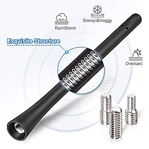 Eightwood Universal Car Radio Rubber Antenna Mast 7 inch FM AM Roof Mount Vehicle Antennae Replacement with M4 M5 M6 Screw Adapter