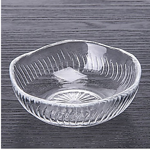 Leoyoubei 3 Ounce3.25x1.5 inch Heat Resistant Glass Bowl for Ice Cream Dessert,Soy Sauce Dishes,Appetizer Spoons Stackable,Mini Side Dishes Ramekins Transparent 4 Packs (Lace Bowls)