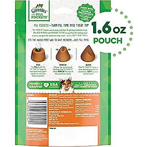 Greenies 3 Pack of Feline Chicken Flavored Pill Pockets, 1.6 Ounces Per Pack