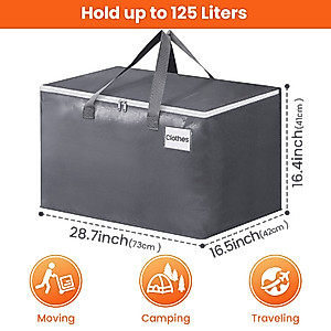 BlissTotes Large Moving Boxes and with Zippers & Handles Moving Supplies with lids, Heavy Duty Totes for Storage Bags for Space Saving, Fold Flat, Moving and Storing 125L, 6 Pack