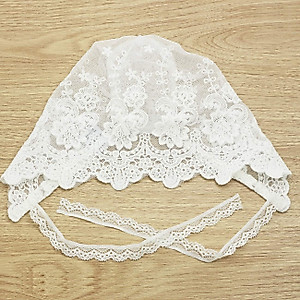 Nihao Baby Baptism Bonnet (F-White Simple Lace Bonnet, 1-2 Years Old)