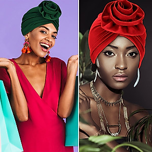 SATINIOR 6 Pieces Women Turban African Pattern Headwrap Colorful Printed Pretied Flower Knot Bonnet Hat for Women(Bright Colors)