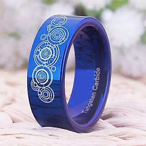 CLOUD DANCER Doctor Who Brand Tungsten Carbide Ring - for Men Women Wedding Ring and Engagement Ring-Free Customized Engraving (Blue, 13)