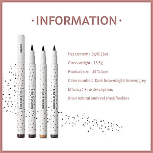 Marine Forest Freckle Pen 3 Colors Waterproof Long Lasting Quick Dry Small Spot Natural Like Face Freckle Makeup Pen, Dark Brown, Light Brown and Grey, Upgrade Design