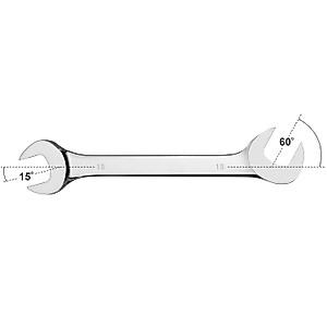15-Piece Premium Angle Head Open End Wrench Set, Chrome Vanadium Steel, Mirror Chrome Finish | Include Metric Sizes 10, 11, 12, 13, 14, 15, 16, 17, 18, 19, 20, 21, 22, 23, 24mm with Storage Rack
