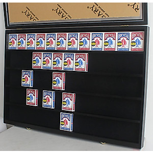 DisplayGifts Playing Card Display Case Frame Holds 60 Decks Collectible Poker Cards Only Acrylic Door UV Protection Black