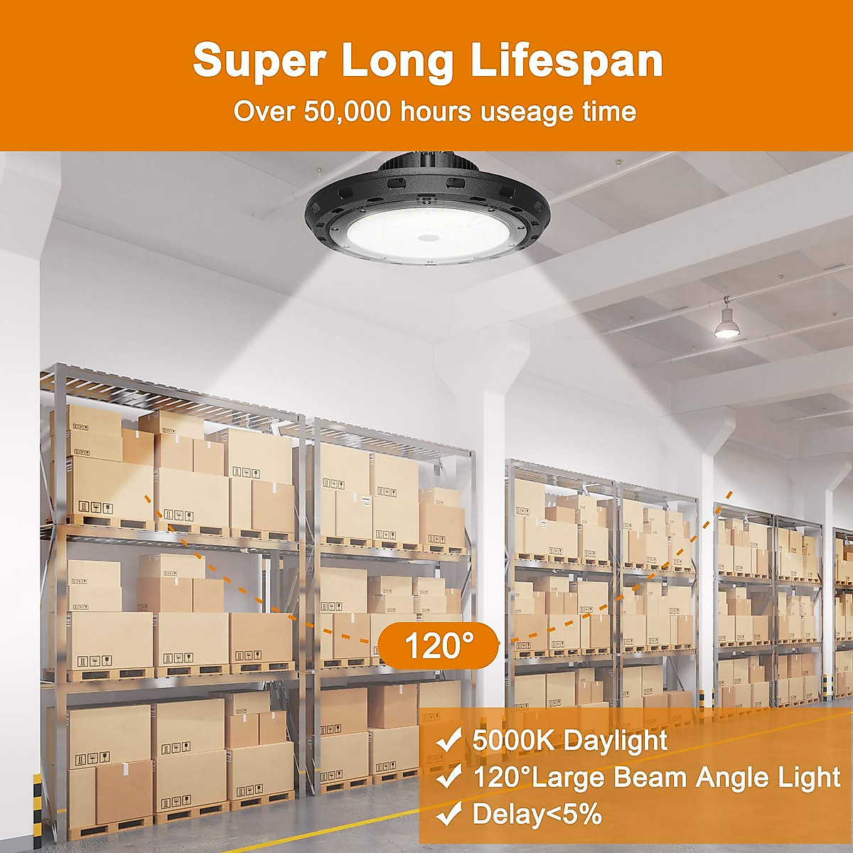 LED High Bay Light 100W 15,000lm 5000K Daylight 400W MH/HPS Equivalent with US Plug 5’ Cable UFO LED Shop Lights Commercial Warehouse Workshop Garage Factory Lowbay Area Lighting Fixture, Non-Dim