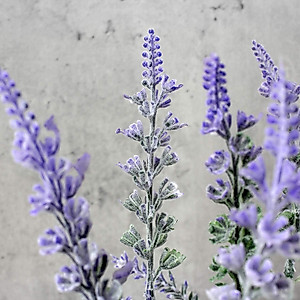 DILATATA Lavender Flowers Artificial Lavender Decor Fake Lavender Plant in Rustic Metal Pot Faux Plants in Pots for Home Bathroom Table Centerpieces Wedding Decor Potted Lavender Flower Purple Decor